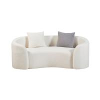 China Modern Two Seater Fabric Sofa Curved Cream Sectional Couch for Villa Apartment Loveseat for sale