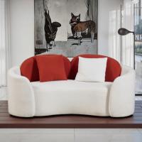 China Modern Two-Seat Teddy Fabric Sofa Curved Cream Sectional for Hotel Villa Sponge Filling 2-Seater for sale