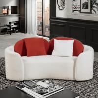 China Modern Two-Seat Teddy Fabric Sofa Curved Cream Sectional for Hotel Villa Sponge Filling 2-Seater for sale