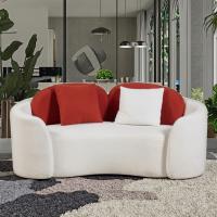 China Modern Two-Seat Teddy Fabric Sofa Curved Cream Sectional for Hotel Villa Sponge Filling 2-Seater for sale