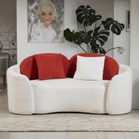 China Modern Two-Seat Teddy Fabric Sofa Curved Cream Sectional for Hotel Villa Sponge Filling 2-Seater for sale