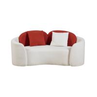 China Modern Two-Seat Teddy Fabric Sofa Curved Cream Sectional for Hotel Villa Sponge Filling 2-Seater for sale