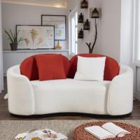 China Modern Two-Seat Teddy Fabric Sofa Curved Cream Sectional for Hotel Villa Sponge Filling 2-Seater for sale