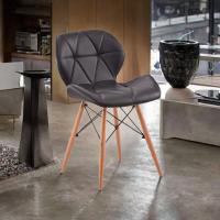 China Nordic Minimalist Leather Dining Chair with Beech Wood Legs 50cm Seat Height for sale