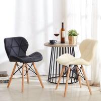 China Nordic Minimalist Leather Dining Chair with Beech Wood Legs 50cm Seat Height for sale
