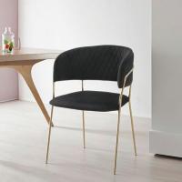 China Nordic Velvet Dining Chair with Golden Metal Legs Eco-Friendly Upholstered Accent Chair for Home Hotel Office for sale