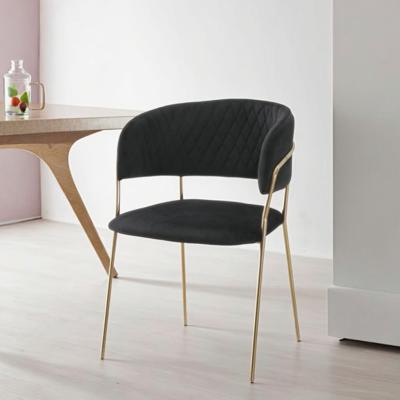 China Nordic Velvet Dining Chair with Golden Metal Legs Eco-Friendly Upholstered Accent Chair for Home Hotel Office for sale