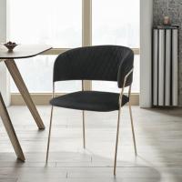 China Nordic Velvet Dining Chair with Golden Metal Legs Eco-Friendly Upholstered Accent Chair for Home Hotel Office for sale