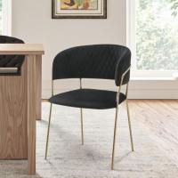 China Nordic Velvet Dining Chair with Golden Metal Legs Eco-Friendly Upholstered Accent Chair for Home Hotel Office for sale