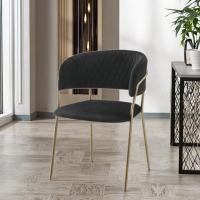 China Nordic Velvet Dining Chair with Golden Metal Legs Eco-Friendly Upholstered Accent Chair for Home Hotel Office for sale