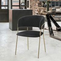 China Nordic Velvet Dining Chair with Golden Metal Legs Eco-Friendly Upholstered Accent Chair for Home Hotel Office for sale