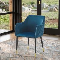 China Velvet Accent Chair with Metal Legs Simple Style Backrest Dining Chair for Hotel Villa Restaurant Reception for sale
