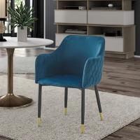 China Velvet Accent Chair with Metal Legs Simple Style Backrest Dining Chair for Hotel Villa Restaurant Reception for sale