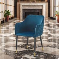 China Velvet Accent Chair with Metal Legs Simple Style Backrest Dining Chair for Hotel Villa Restaurant Reception for sale