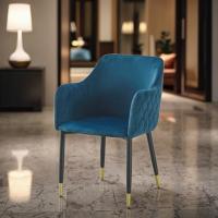 China Velvet Accent Chair with Metal Legs Simple Style Backrest Dining Chair for Hotel Villa Restaurant Reception for sale