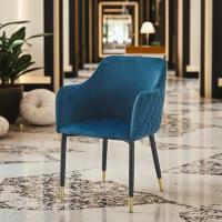 China Velvet Accent Chair with Metal Legs Simple Style Backrest Dining Chair for Hotel Villa Restaurant Reception for sale