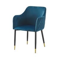 China Velvet Accent Chair with Metal Legs Simple Style Backrest Dining Chair for Hotel Villa Restaurant Reception for sale