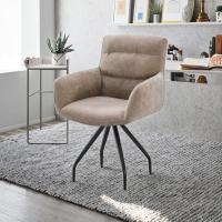 China Fabric Upholstered Dining Armchair with Sponge Cushion Armrest for Home Restaurant Use for sale