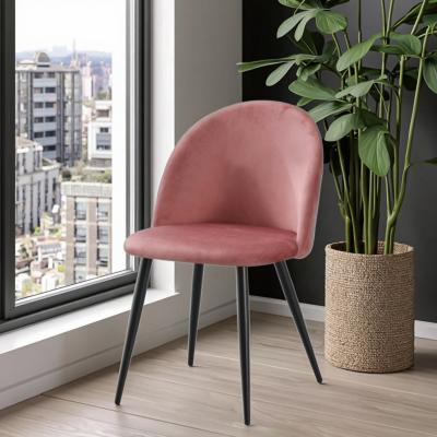 China Wholesale Modern Upholstered Fabric Dining Chair with Metal Legs Velvet Sponge Accent Chair for Home for sale