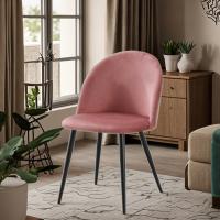 China Wholesale Modern Upholstered Fabric Dining Chair with Metal Legs Velvet Sponge Accent Chair for Home for sale