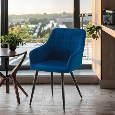China Modern Velvet Dining Chair with Metal Legs Ergonomic High Back Armchair for Home Bar Gym Use for sale