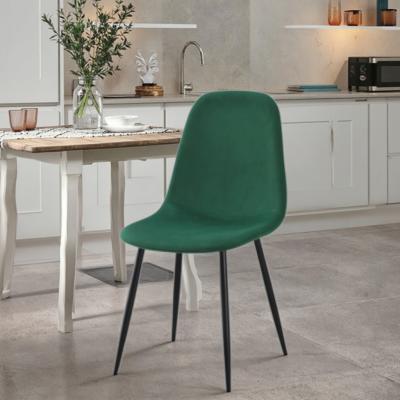 China Nordic Green Velvet Dining Chair Modern Luxury Metal Legs Armrest Chair for Home Hotel for sale