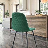 China Nordic Green Velvet Dining Chair Modern Luxury Metal Legs Armrest Chair for Home Hotel for sale