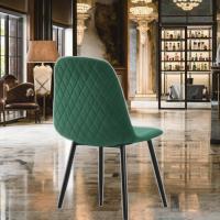 China Nordic Green Velvet Dining Chair Modern Luxury Metal Legs Armrest Chair for Home Hotel for sale