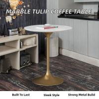 China Modern Metal Tulip Coffee Table Round High Legged Side Table 60cm for Home Dining Room for sale