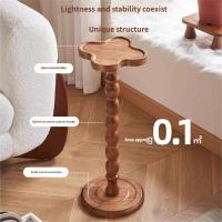 China Solid Wood Side Table Rubber Wood Mobile Creative Stand Flower Rack Sofa Table for Home Coffee Shop for sale