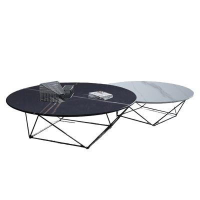 China Italian Sintered Stone Round Coffee Table 80cm Modern Small Side Table for Living Room for sale