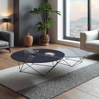 China Italian Sintered Stone Round Coffee Table 80cm Modern Small Side Table for Living Room for sale