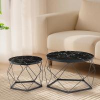 China Minimalist Modern Round Coffee Table Metal Small Side Table for Living Room Balcony Sofa 60cm for sale