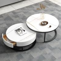 China Nordic Minimalist Adjustable Coffee Table with Sintered Stone Top and Storage Drawer for Living Room for sale