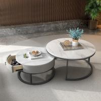 China Nordic Minimalist Adjustable Coffee Table with Sintered Stone Top and Storage Drawer for Living Room for sale