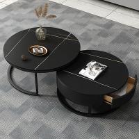 China Nordic Minimalist Adjustable Coffee Table with Sintered Stone Top and Storage Drawer for Living Room for sale