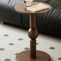 China Modern Round Wooden Sofa Side Table with Swivel Caster Wheels Nightstand Accent Coffee Table for sale