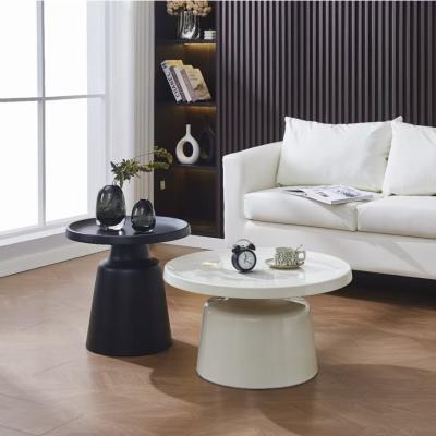 China Nordic Minimalist Round Metal Coffee Table 60cm Portable Sofa Side Table for Small Spaces for sale