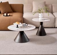 China Nordic Round Console Table 50cm 70cm Sintered Stone Top Sturdy Metal Base Coffee Table for Home Office for sale