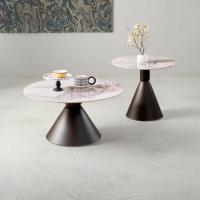 China Nordic Round Console Table 50cm 70cm Sintered Stone Top Sturdy Metal Base Coffee Table for Home Office for sale