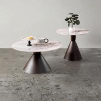 China Nordic Round Console Table 50cm 70cm Sintered Stone Top Sturdy Metal Base Coffee Table for Home Office for sale