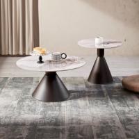 China Nordic Round Console Table 50cm 70cm Sintered Stone Top Sturdy Metal Base Coffee Table for Home Office for sale