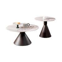 China Nordic Round Console Table 50cm 70cm Sintered Stone Top Sturdy Metal Base Coffee Table for Home Office for sale
