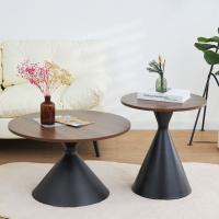 China Round Wood and Metal Coffee Table 50cm 70cm Mobile Side Table for Small Spaces Living Room for sale