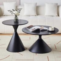 China Round Wood and Metal Coffee Table 50cm 70cm Mobile Side Table for Small Spaces Living Room for sale