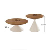 China Round Wood and Metal Coffee Table 50cm 70cm Mobile Side Table for Small Spaces Living Room for sale