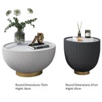 China Modern Iron Frame Sofa Side Table with 12mm Snow Mountain Stone Top and Sponge PU Base for Living Room for sale
