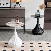 China Modern Convertible Iron Coffee Table 40cm Round Top Minimalist Sofa Side Table for Small Space Living Room for sale
