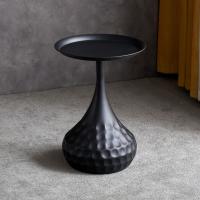 China Modern Convertible Iron Coffee Table 40cm Round Top Minimalist Sofa Side Table for Small Space Living Room for sale