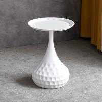 China Modern Convertible Iron Coffee Table 40cm Round Top Minimalist Sofa Side Table for Small Space Living Room for sale